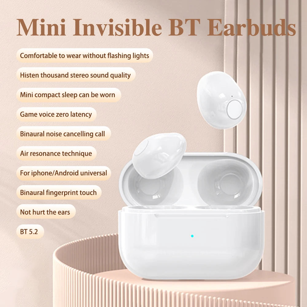 2024 New Mini Invisible Headphones TWS Bluetooth 5.3 Earphones Wireless ...